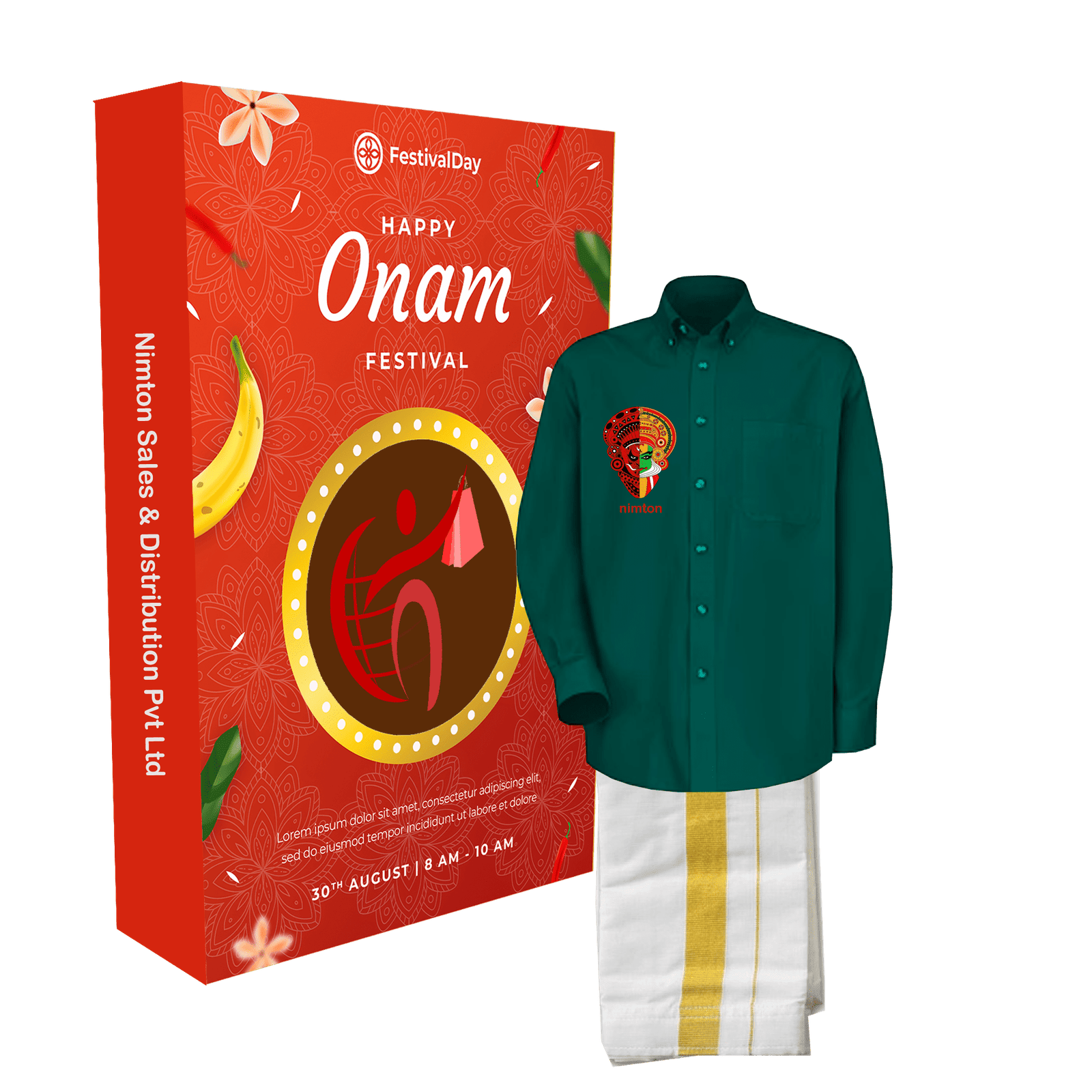 Onam Special Gift: Customizable Handloom Cotton Dhoti and Shirt ...